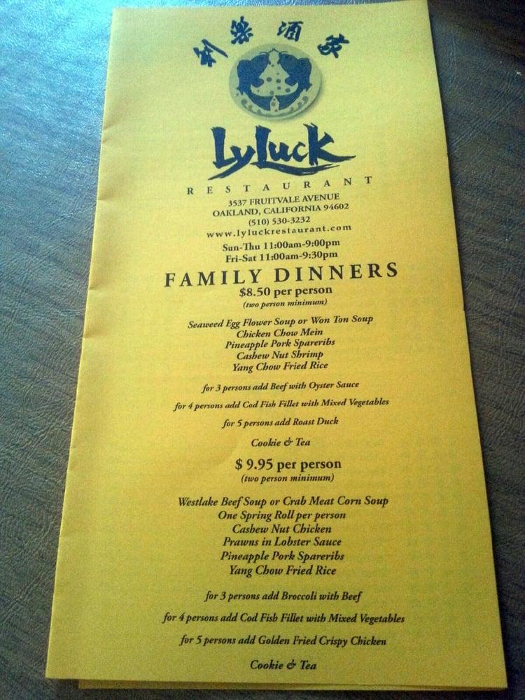 Menu at Ly-Luck restaurant, Oakland