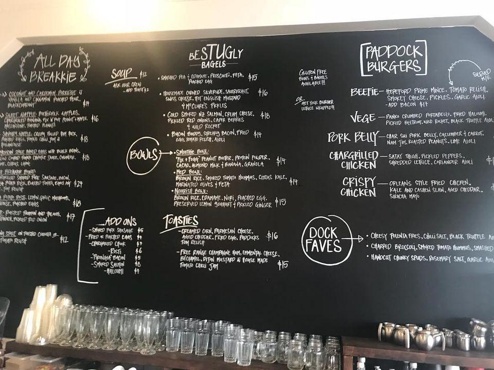 Menu at Paddock cafe, Cambridge