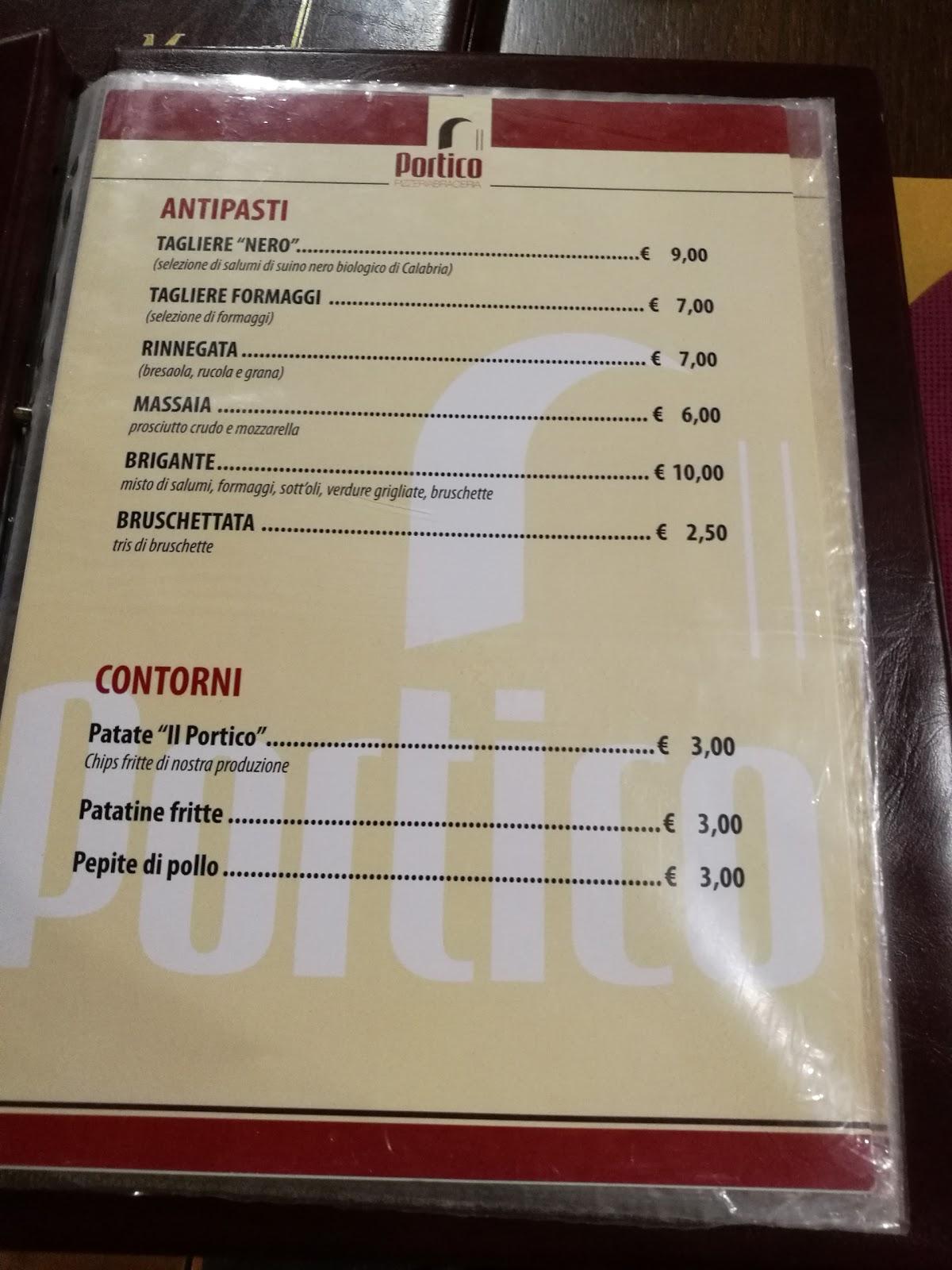 Menu da Pizzeria il Portico, Castrovillari