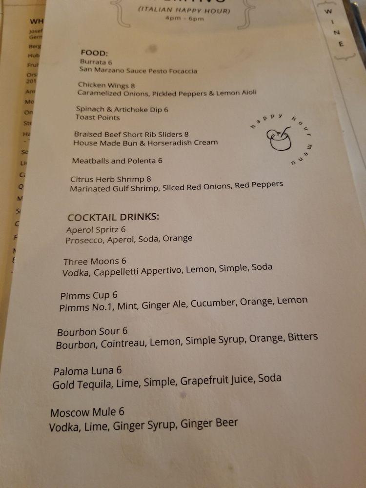 Menu at Tre Luna Bar and Kitchen, Hoover