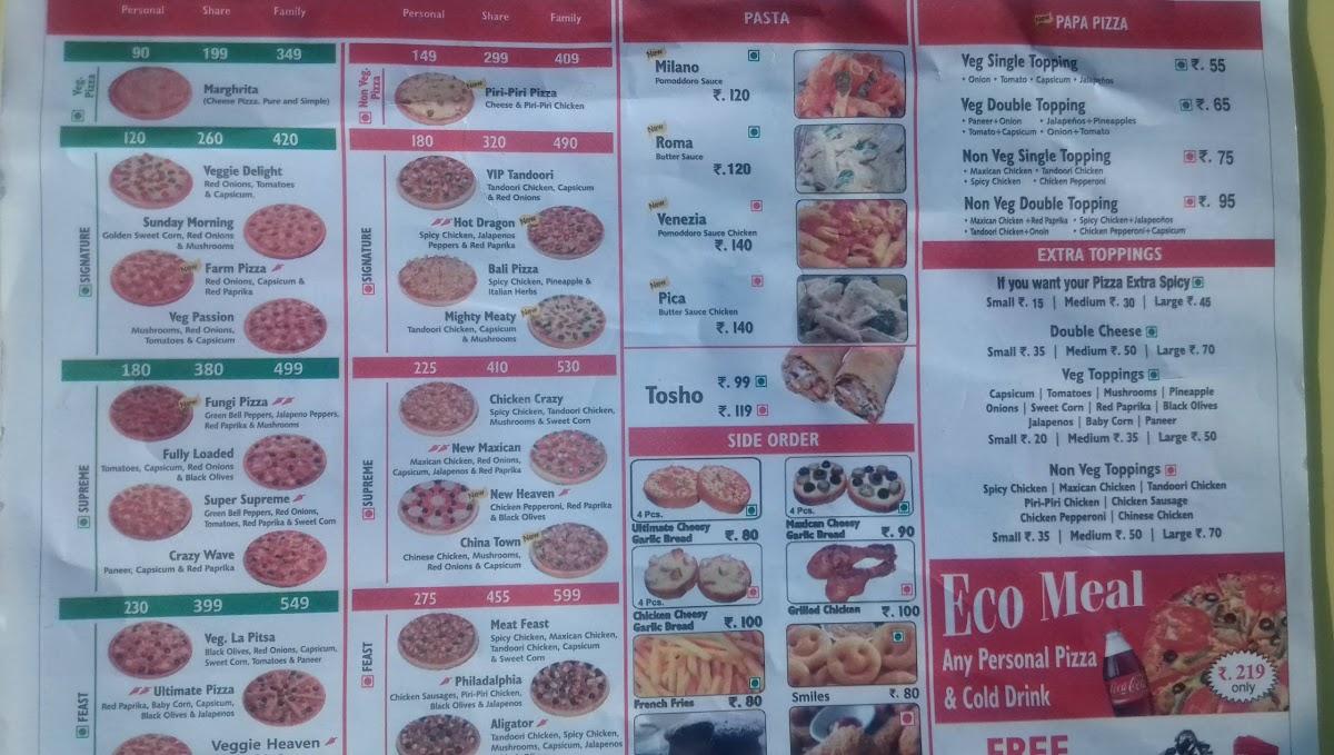 Menu at vip pizza, Nabha, 95G6+8WM