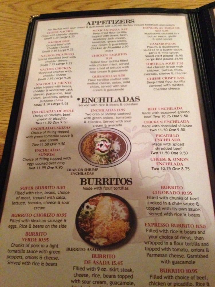 Menu at La Fuente restaurant, Renton, Sunset Blvd NE