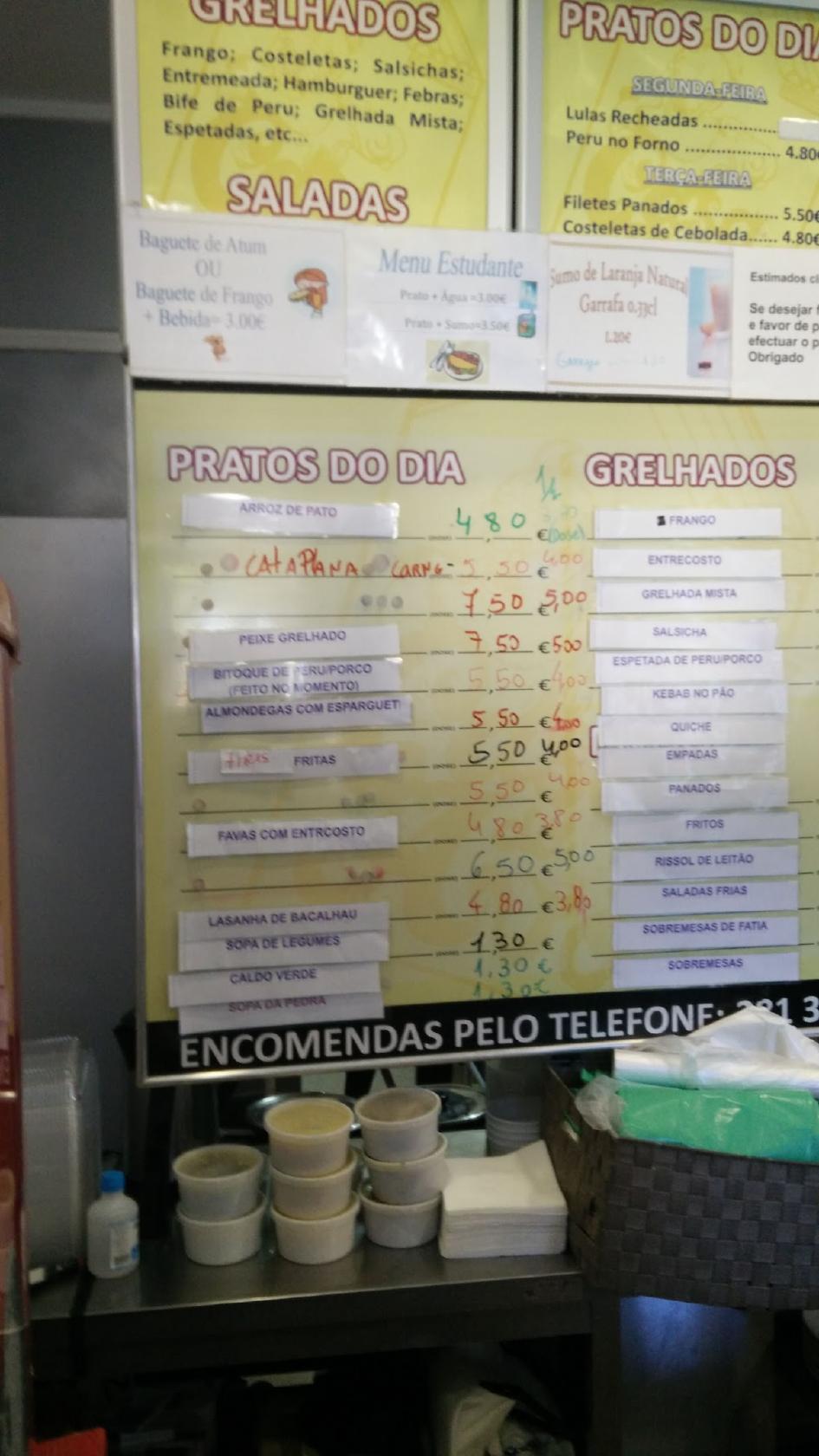 Menu em Casa da Avó restaurante, Tavira