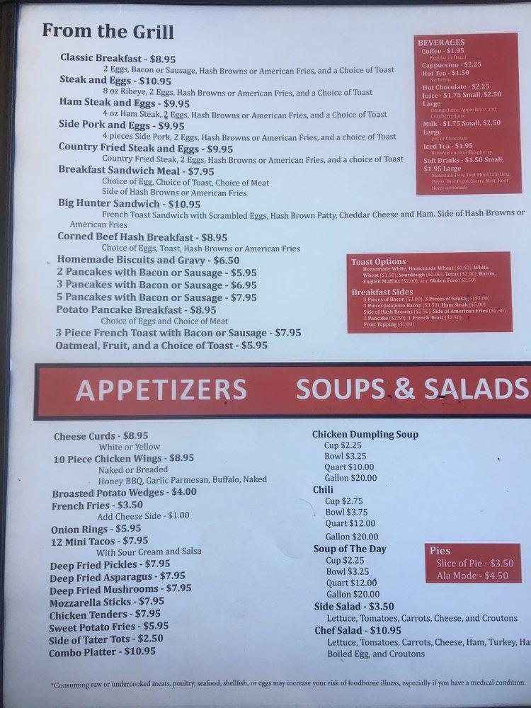 Menu at R.D.'s Diner restaurant, Stevens Point
