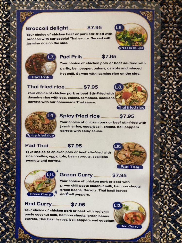 Menu at Rice Thai Cuisine restaurant, Gulfport