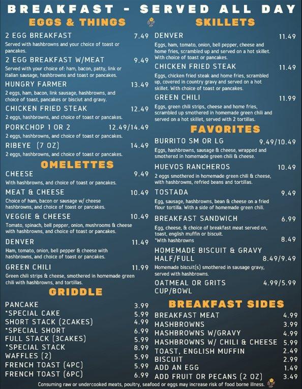 Menu at Two Sisters cafe, Florence
