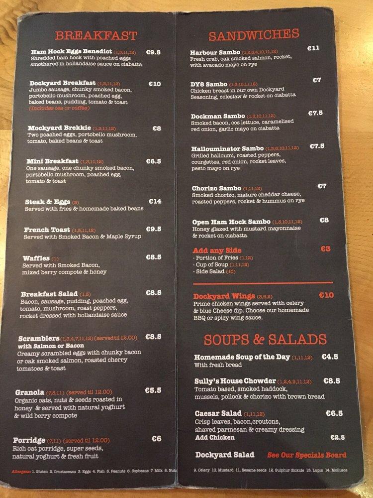 Menu at Dockyard No.8 pub & bar, Bray