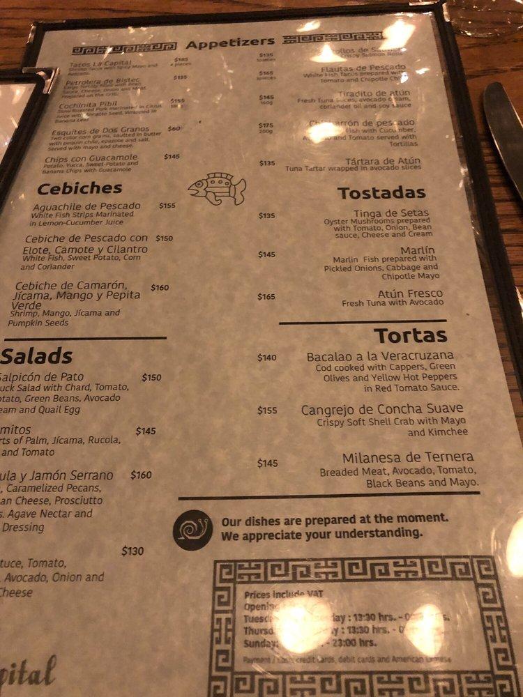 Menu at La Capital restaurant, Ciudad López Mateos, Av Nuevo León 137