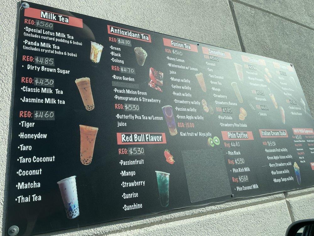 Menu at Lotus Boba Tea cafe, Las Cruces
