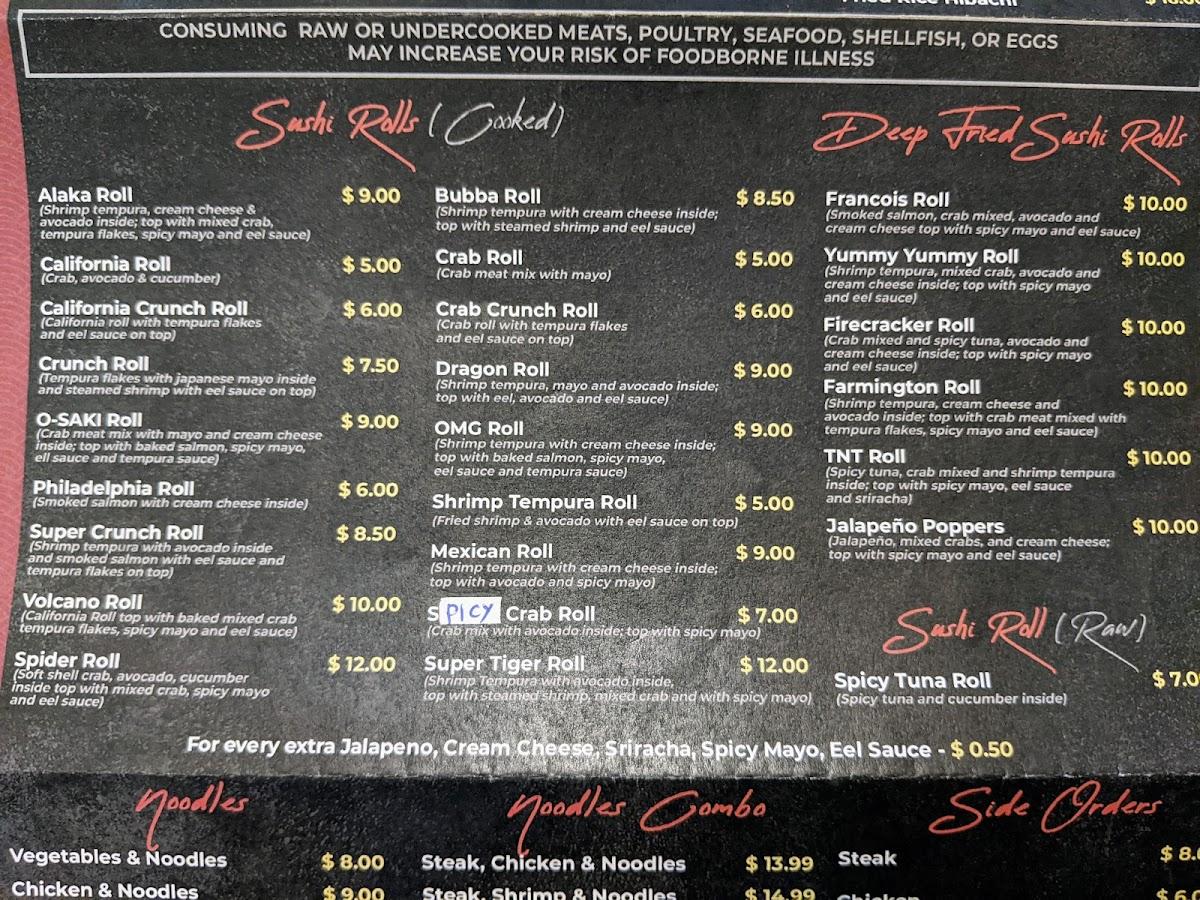 Menu at O-SAKI Express restaurant, Farmington