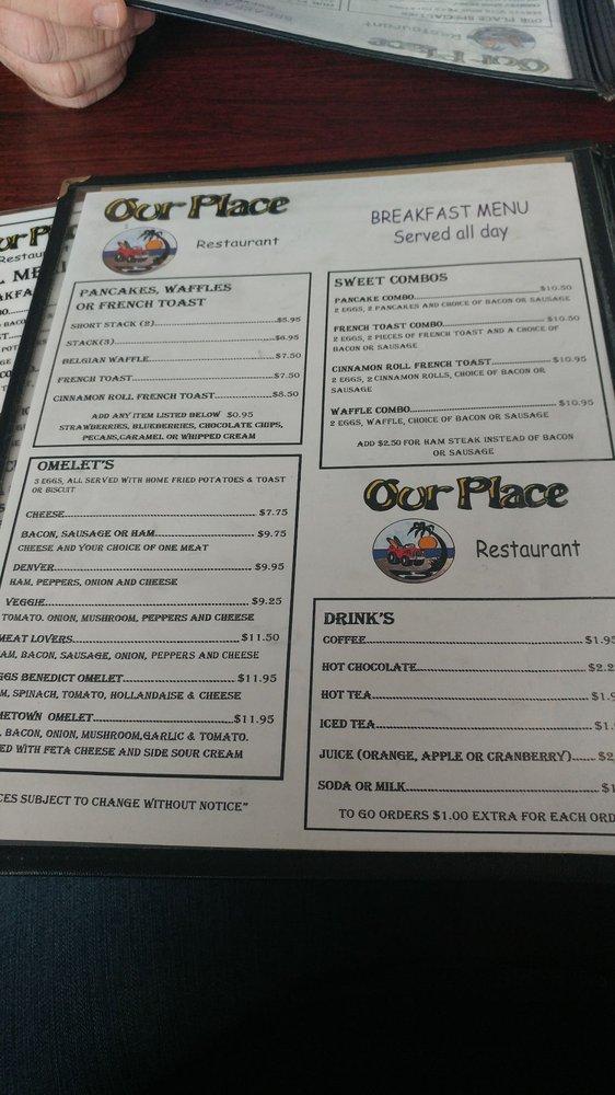 Menu at Our Place Restaurant, Ocean Shores