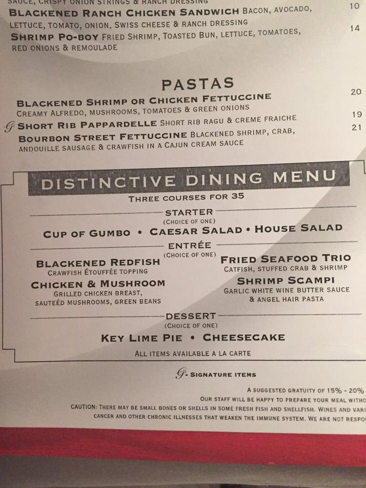 Menu at Willie G's Seafood pub & bar, Houston