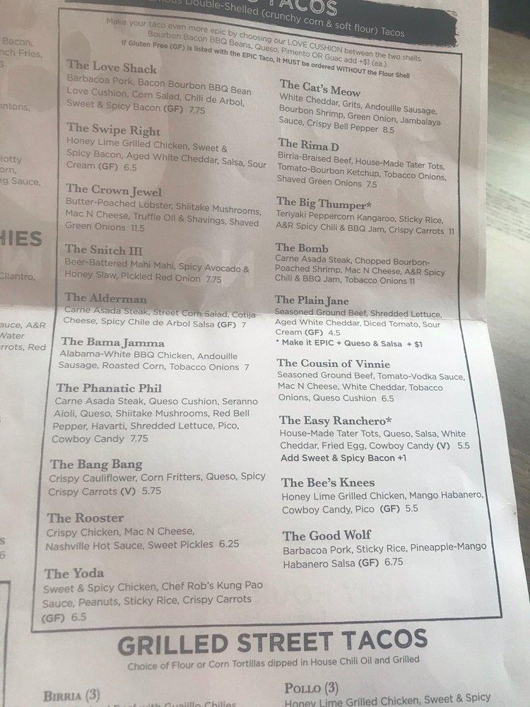 Menu at Agave & Rye New Albany pub & bar, New Albany