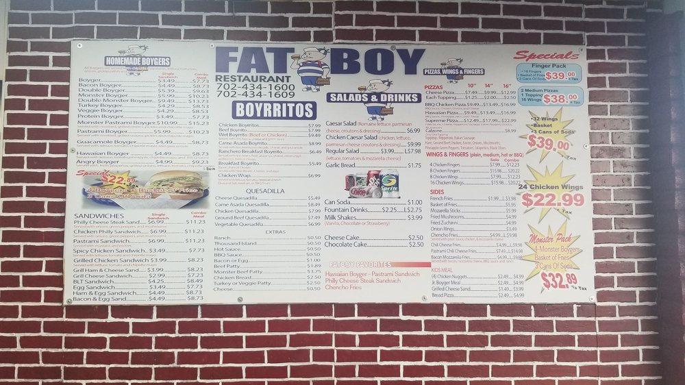 Menu at Fat Boy Restaurant, Las Vegas, Stewart Ave #107
