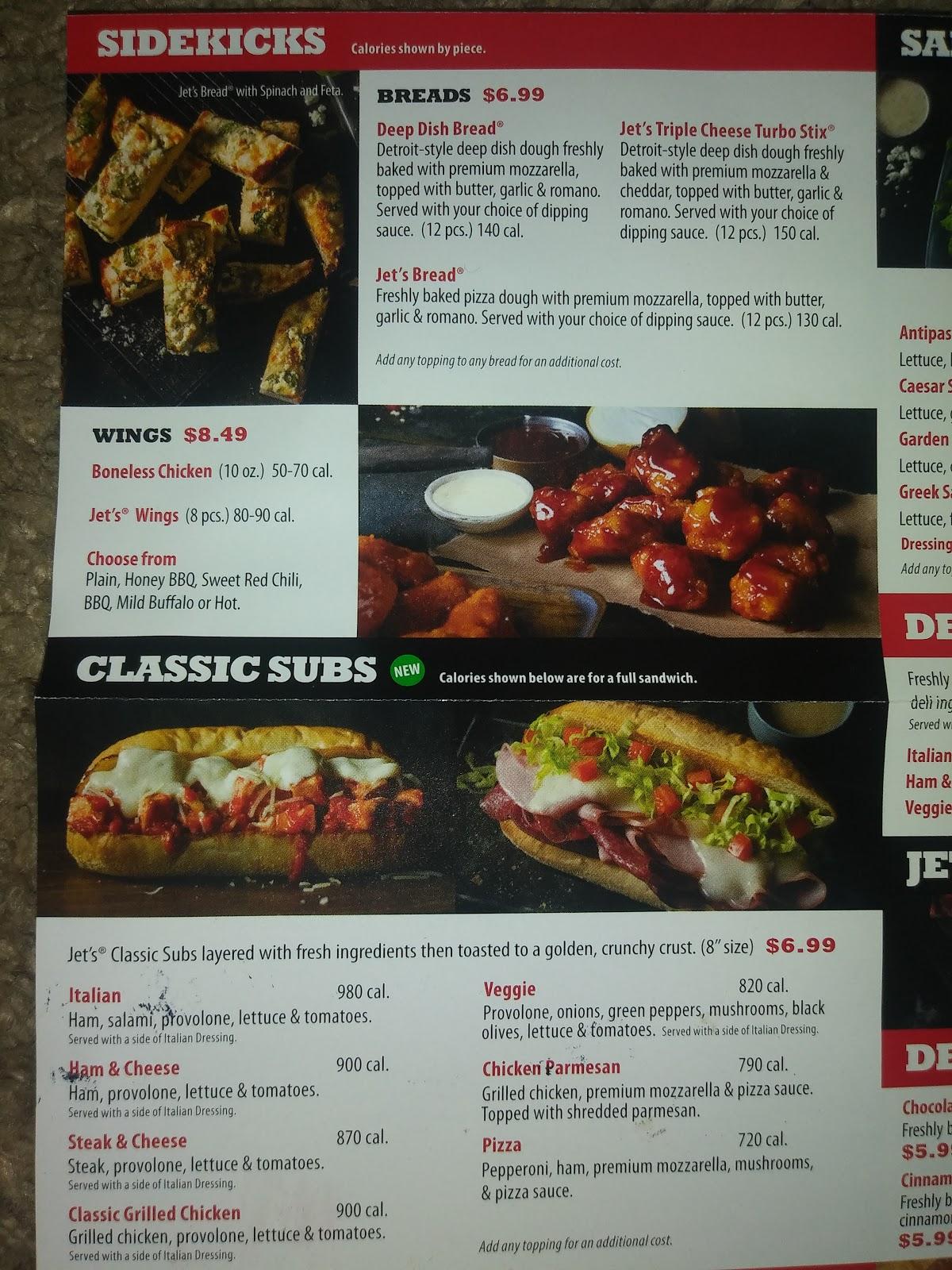 Menu at Jet's Pizza pizzeria, Warren, E 10 Mile Rd