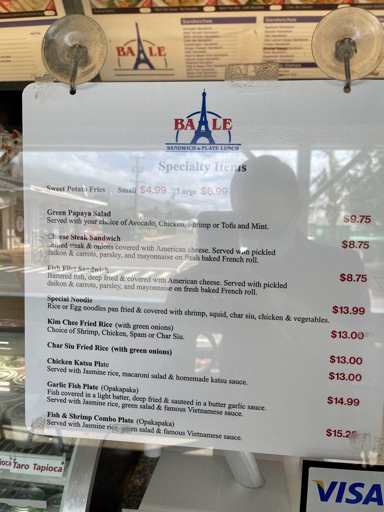 Menu at Ba-Le Sandwich Shop fast food, Wailuku