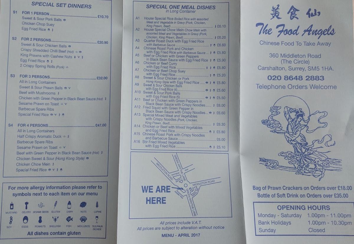 Menu at Food Angels Chinese Takeaway fast food, Carshalton, 360 ...