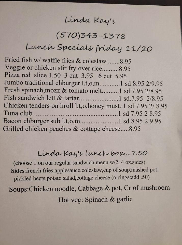 Menu at Linda Kay's Ole Green Ridge Diner restaurant, Scranton ...