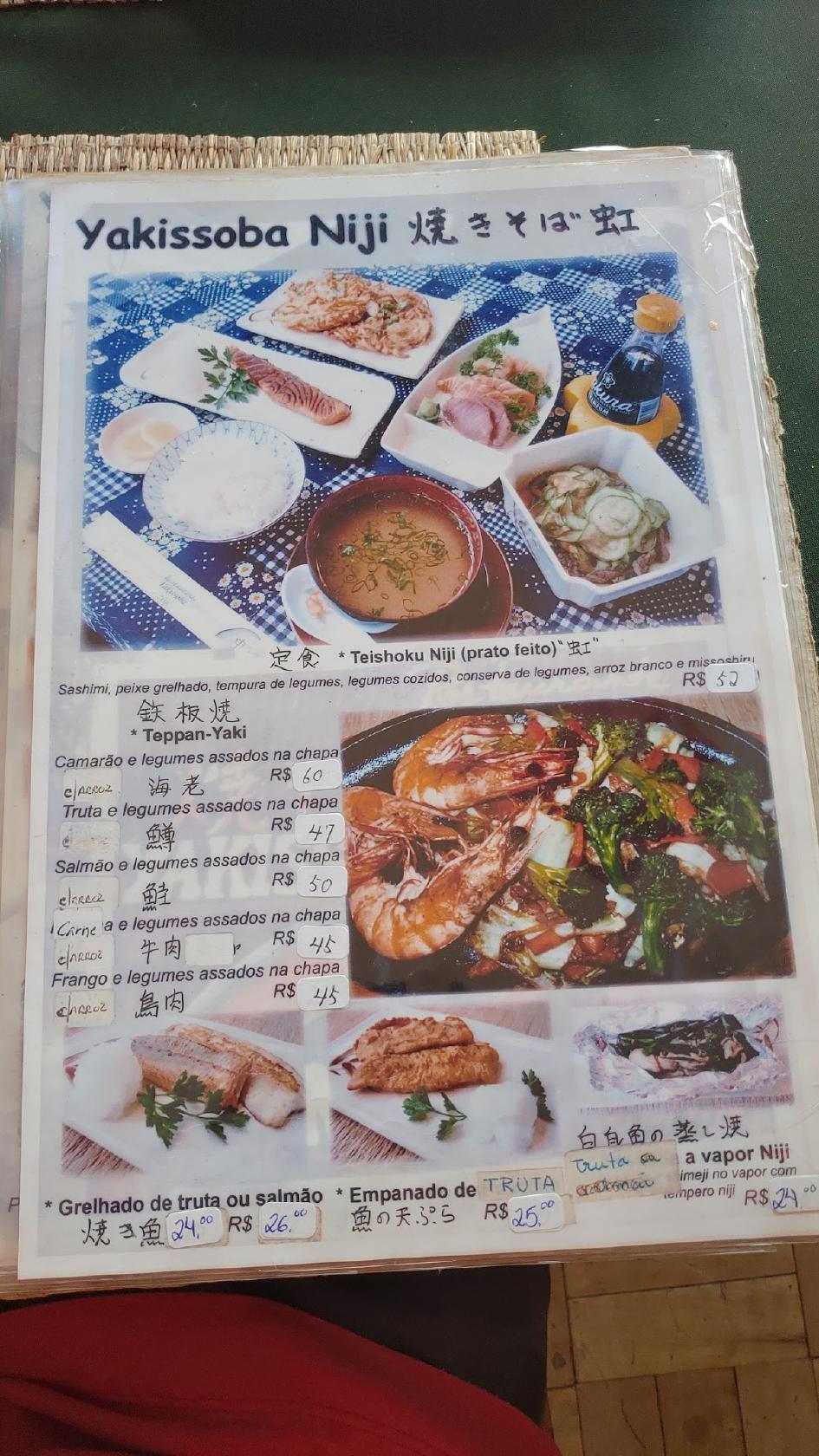 Menu em Restaurante Niji, Campos do Jordão