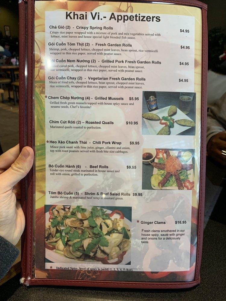 Menu at Pho DaLat restaurant, Tempe