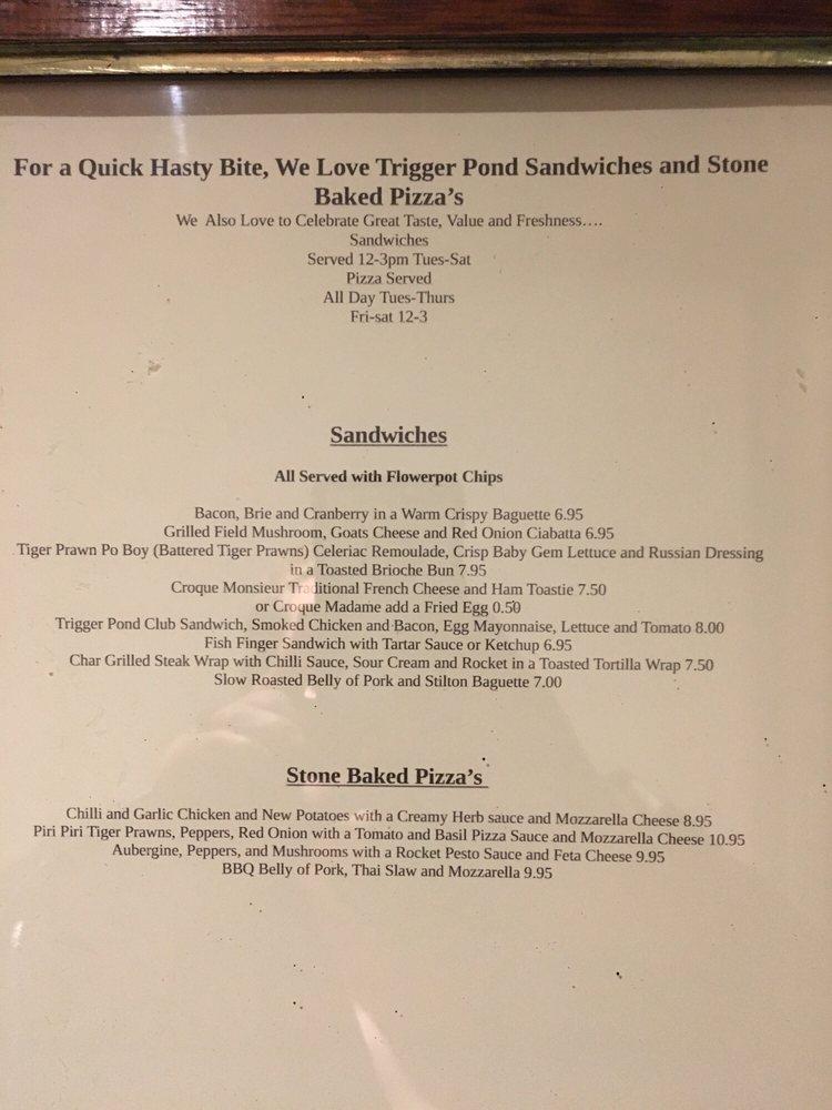Menu at The Trigger Pond pub & bar, Bicester