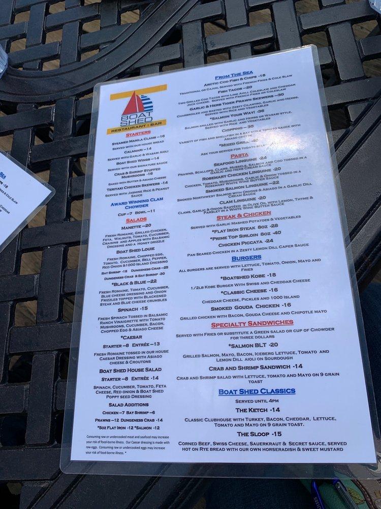Menu at Boat Shed Restaurant, Bremerton