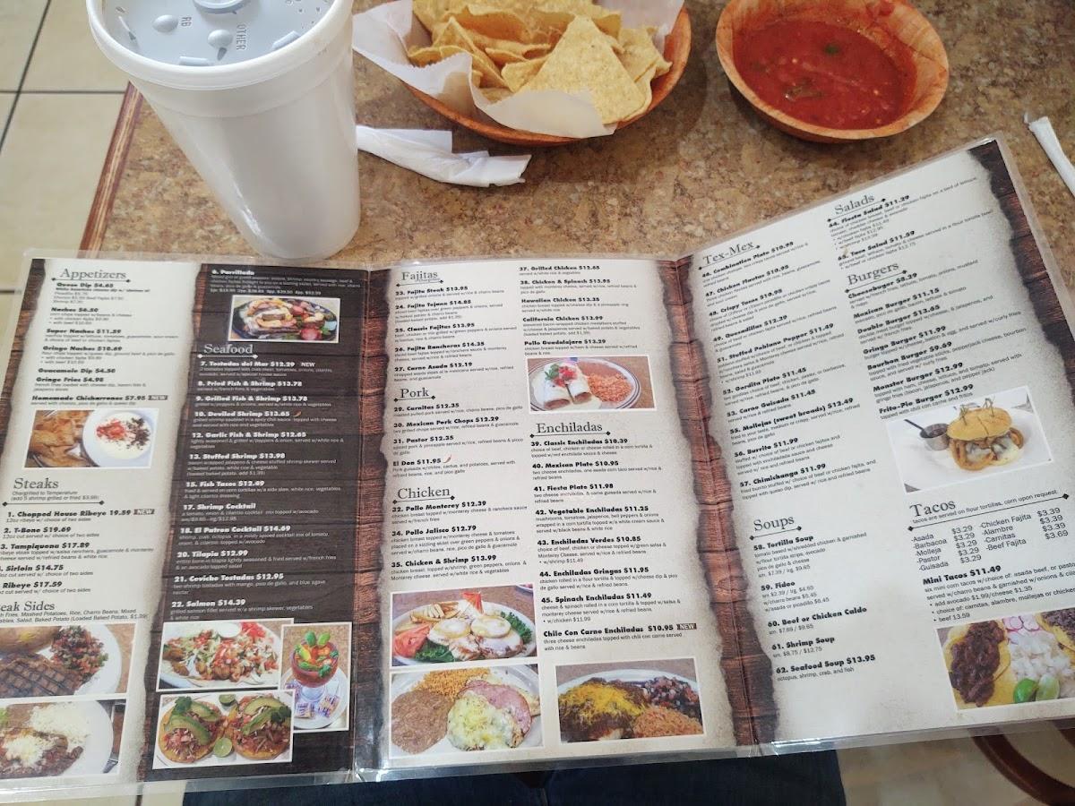 Menu at El Charro restaurant, Cotulla