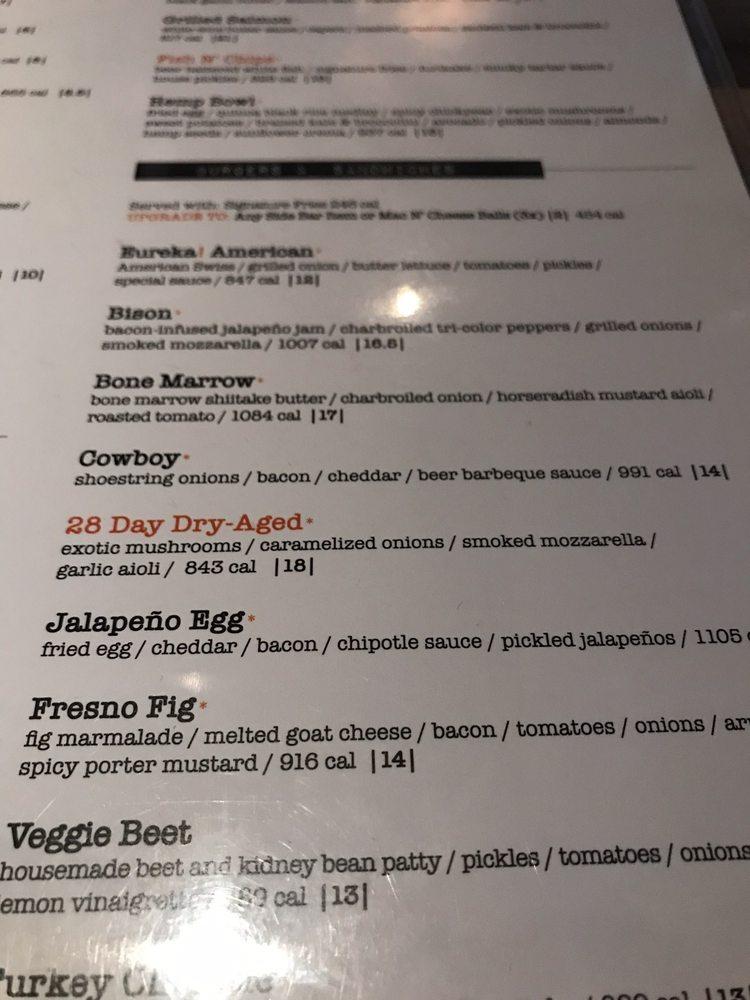 Menu at Eureka! restaurant, Carlsbad