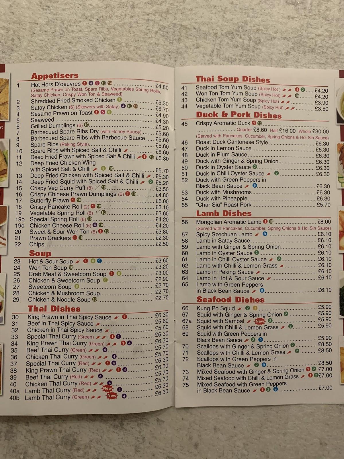 Menu at Great China fast food, Watton
