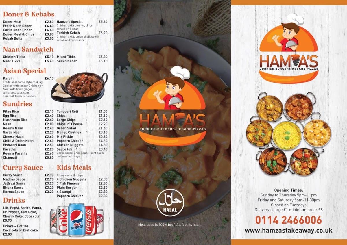 Menu at Hamzas Takeaway, Sheffield