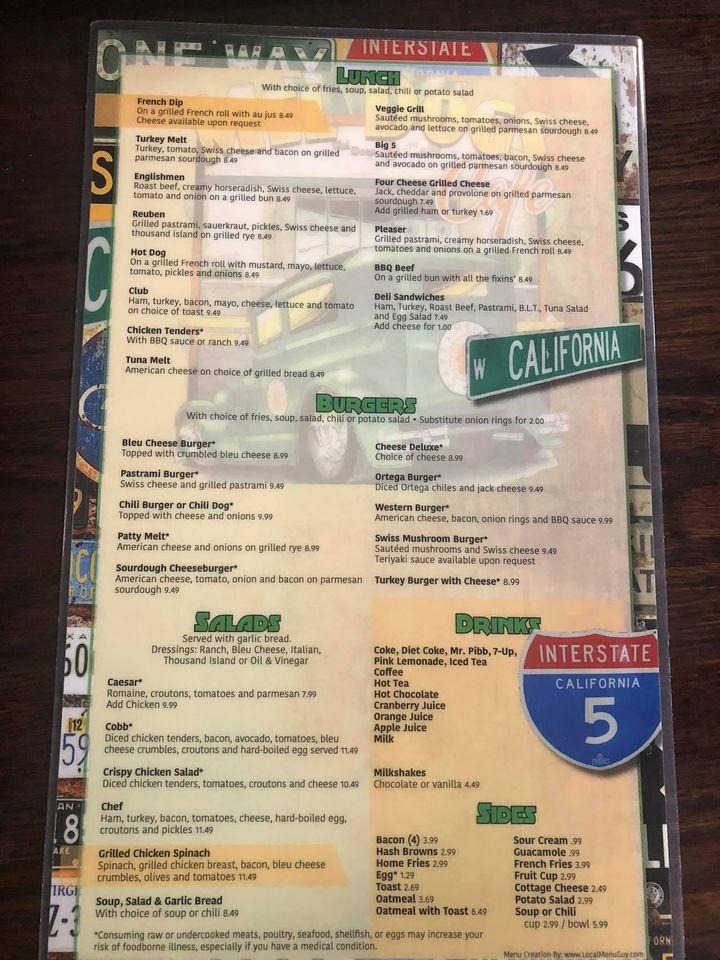 Menu at Mel Dog's Cafe, Elk Grove