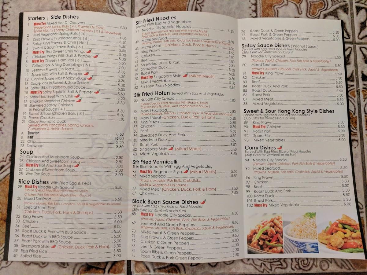 Menu at Noodle City restaurant, Welling, 114 Welling High St