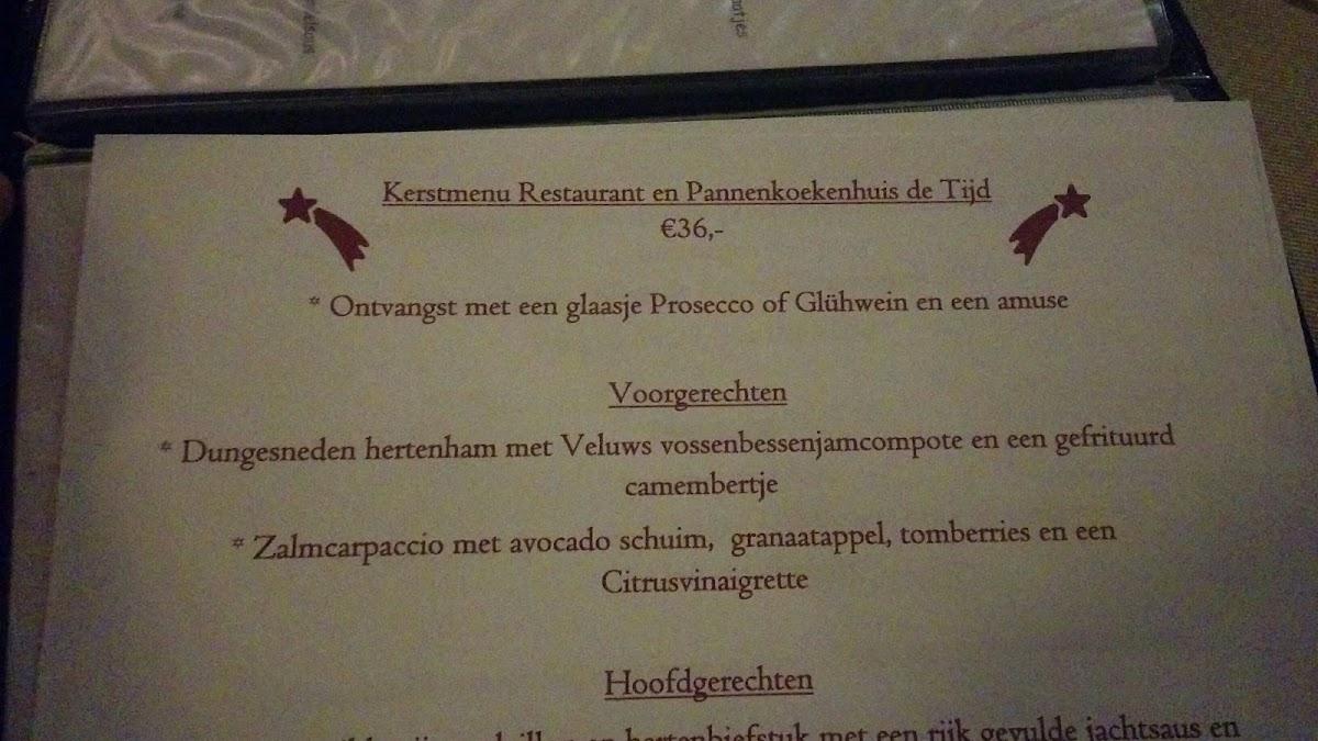 Menu at Restaurant & Pannenkoekenhuis De Tijd, Wolfheze