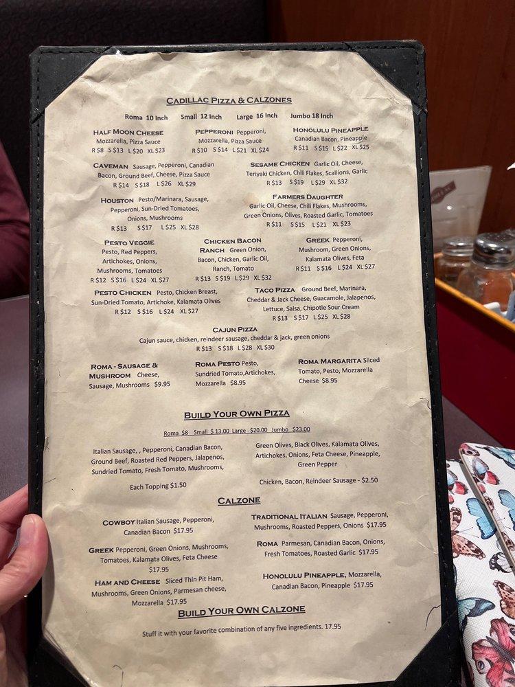 Menu at Cadillac Cafe, Meadow Lakes