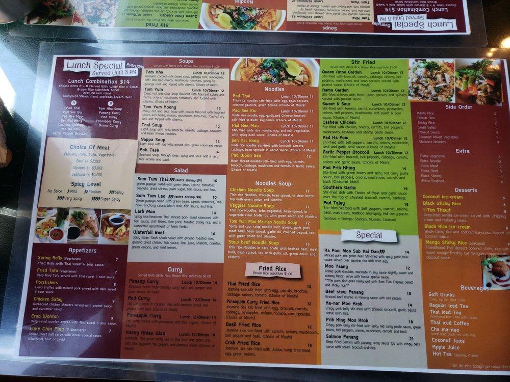 Menu at Pung Kang restaurant, Seattle