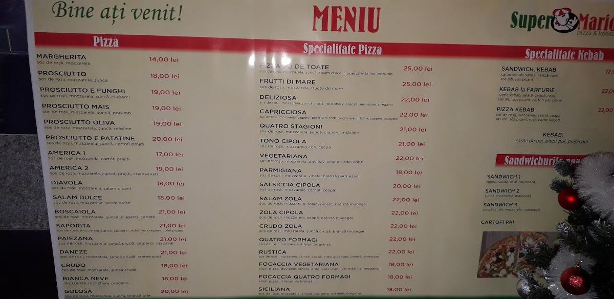 Menu at pizzaria super mario, Vadu Izei