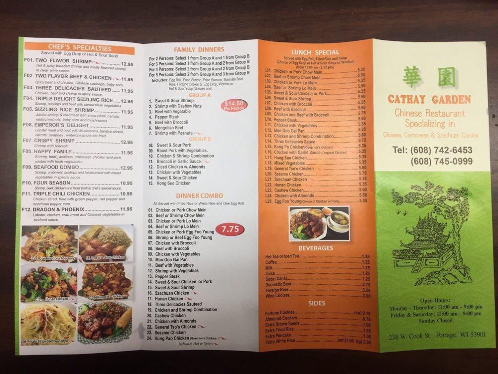Menu at Cathay Garden restaurant, Portage