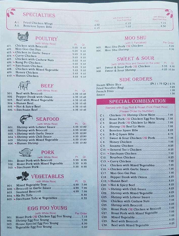 Menu at China II restaurant, Sanford, FL-46