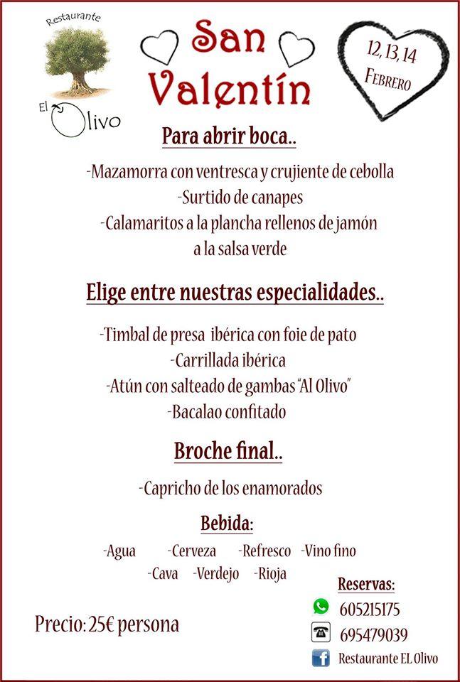 Carta de Restaurante El Olivo, Luque