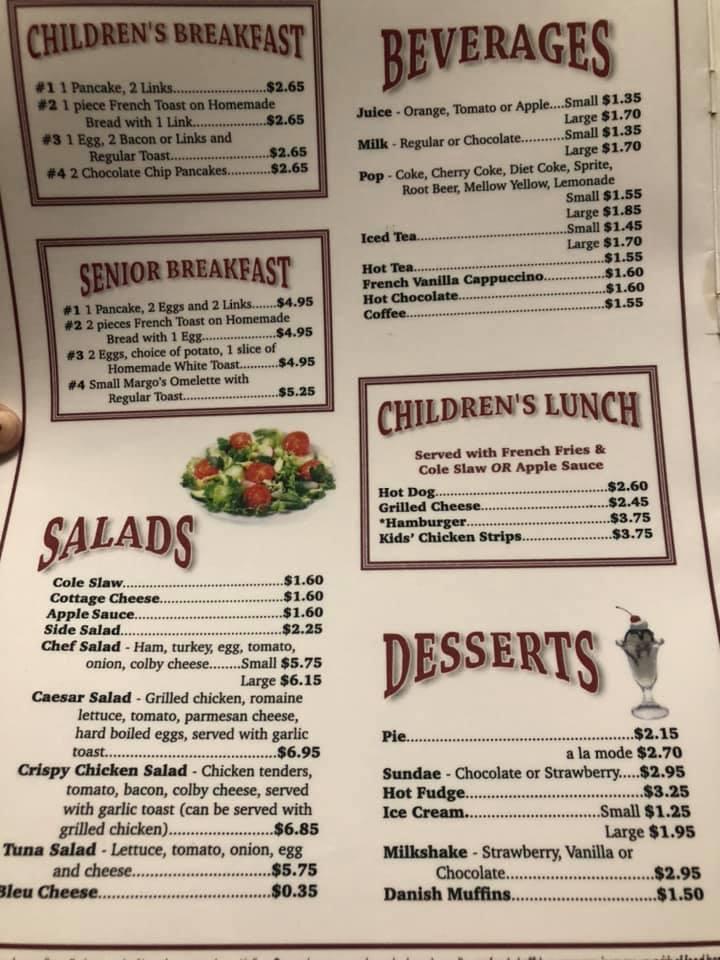 Menu at Margo's Family Restaurant, Greenville