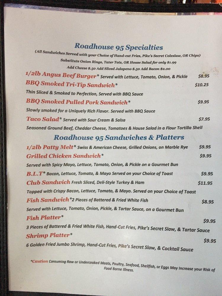 Menu at Roadhouse 95 Grill BBQ, Fort Mohave