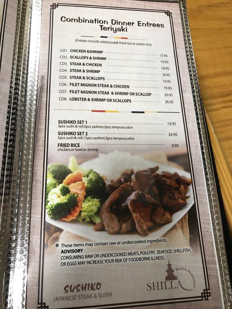 Menu at SHILLA Korean Restaurant, Montgomery, Carmichael Rd