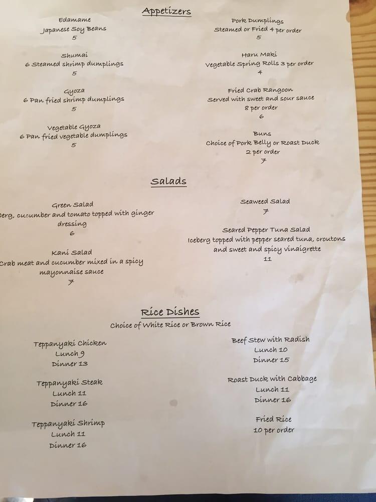 Menu at Tanpopo Ramen and Sake Bar, Albany