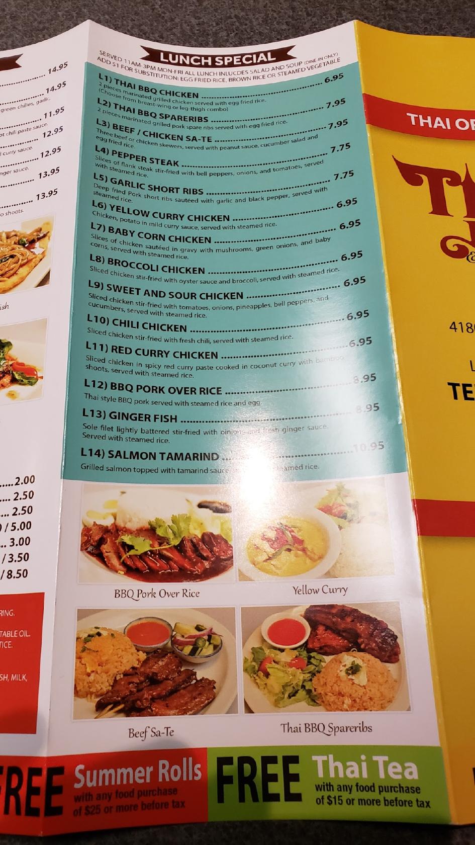 Menu at Thai BBQ, Las Vegas, S Jones Blvd # 6