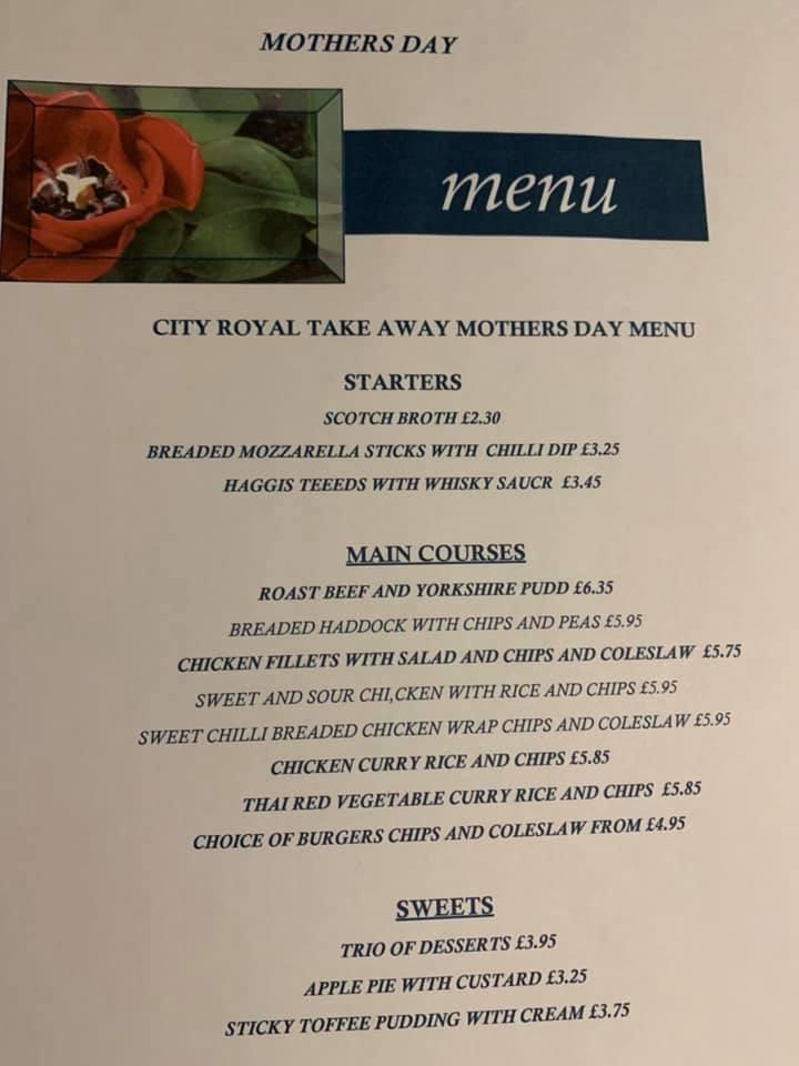 Menu at The City Royal Bar, Brechin