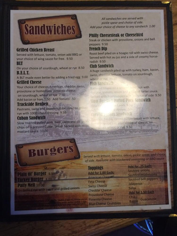 Menu at Trackside Tavern pub & bar, Decatur