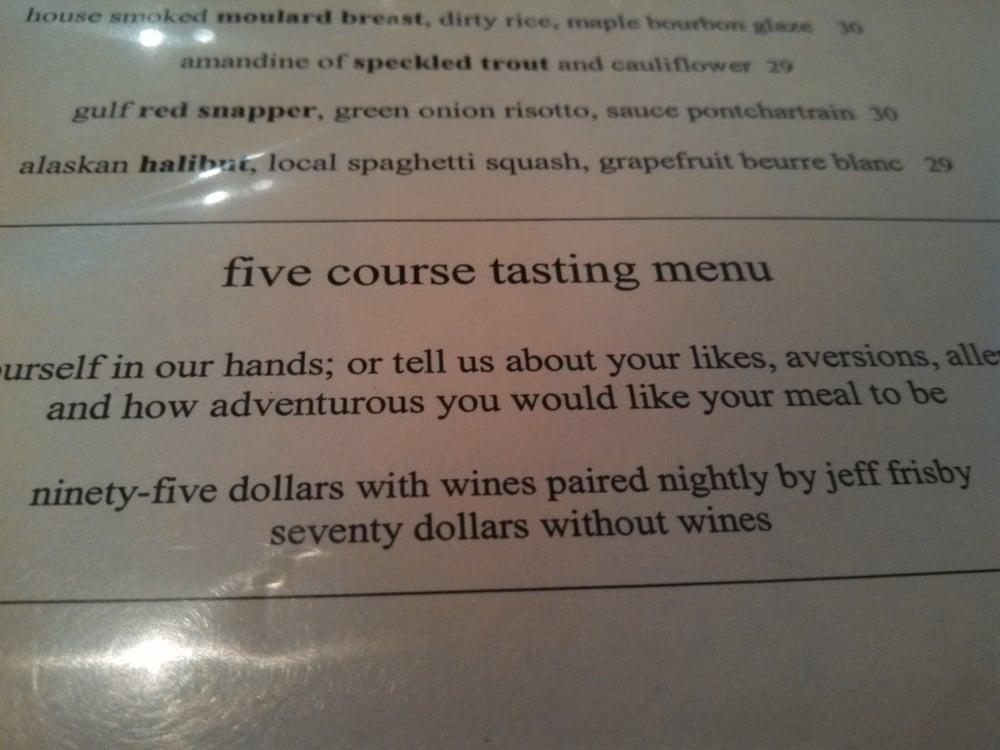 Menu at Iris restaurant, Memphis