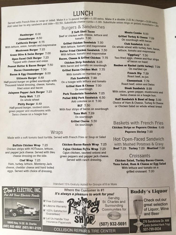 Menu at Blue Collar Cafe, Eyota