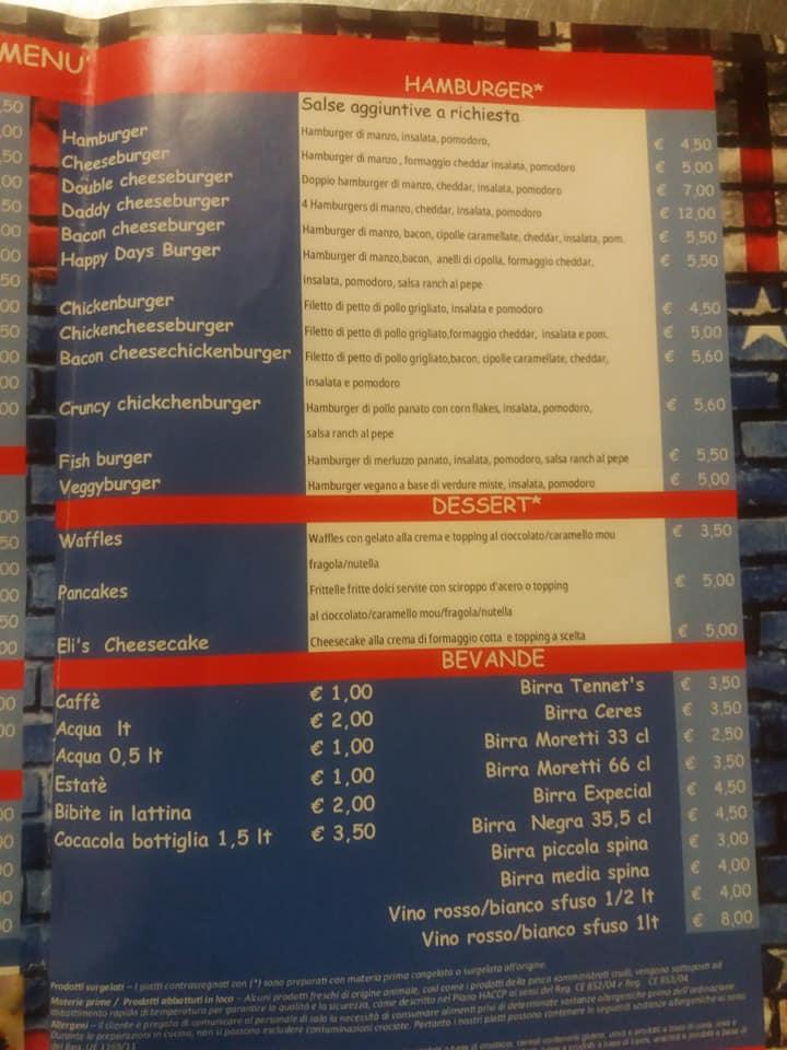 Speisekarte von Happy Days restaurant, Vada