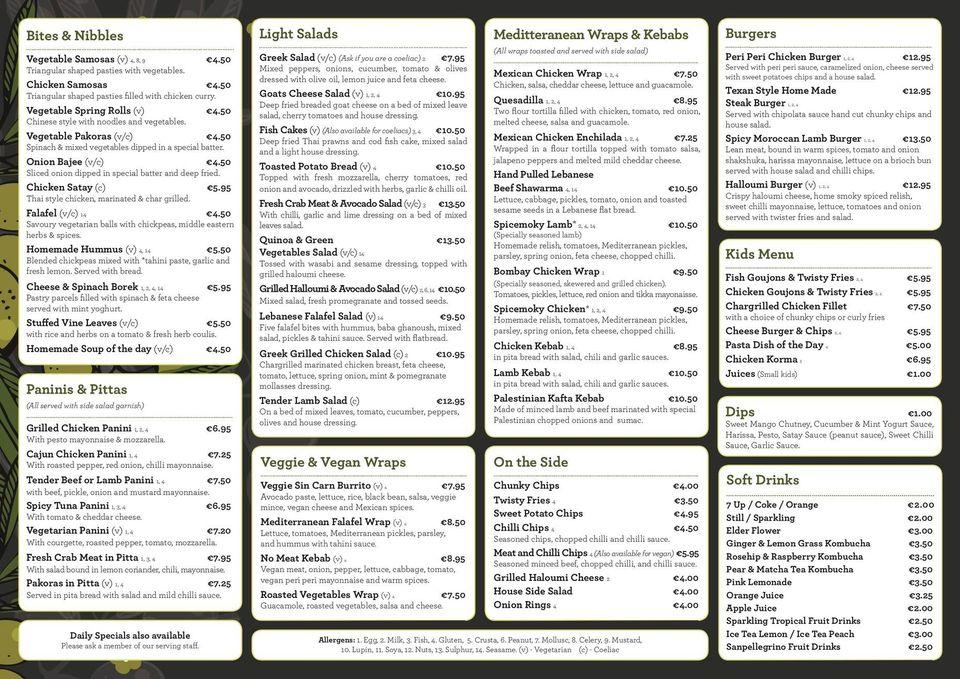 Menu at Olive Tree Restaurant & Cafe, Castlebar